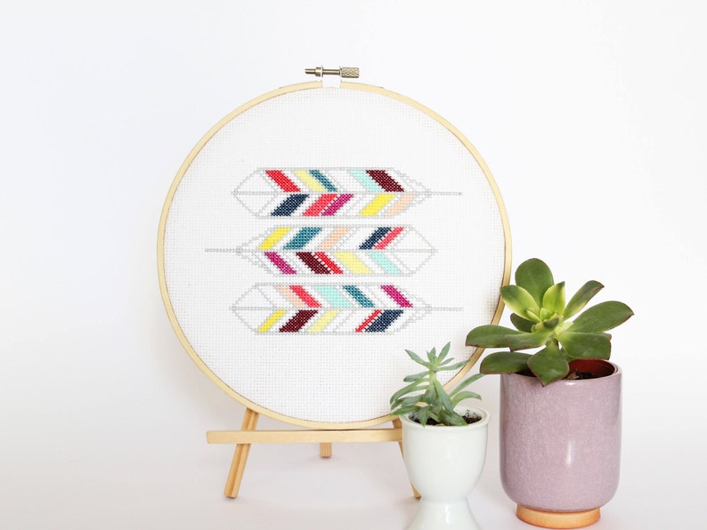Geometric Feathers 2 Modern DIY Cross Stitch Kit Beginners - Etsy Canada