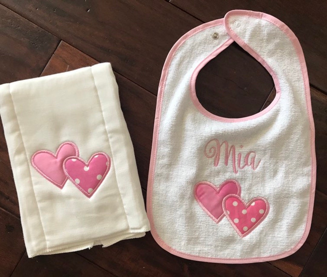 Personalized Baby Girl, Monogram Baby Sets, Monogram Burp and Bib ...