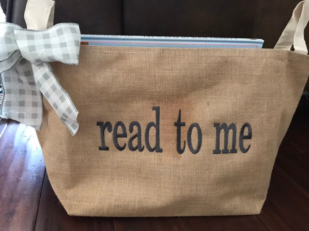 Personalized Large Burlap Basket, Book Basket, Home Decor Basket ...