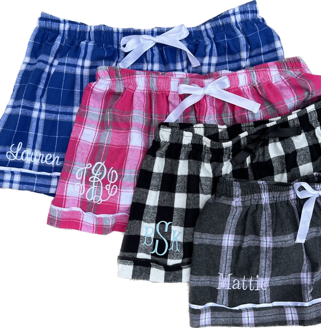 Monogrammed PJ Shorts, Flannel PJ Shorts, Plaid PJ Shorts - Etsy