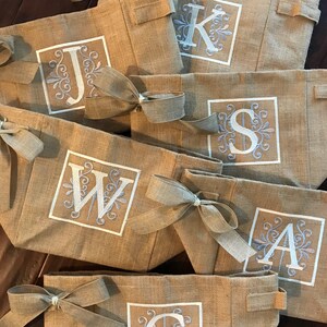 Burlap Basket, Monogram Initial Burlap Gift Basket, Personalized Basket ...