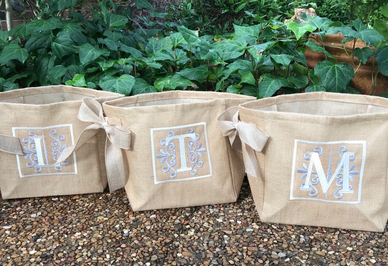 Burlap Basket Monogram Burlap Gift Basket Personalized - Etsy