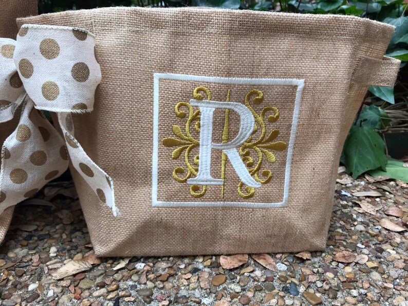 Burlap Basket Monogram Burlap Gift Basket Personalized - Etsy