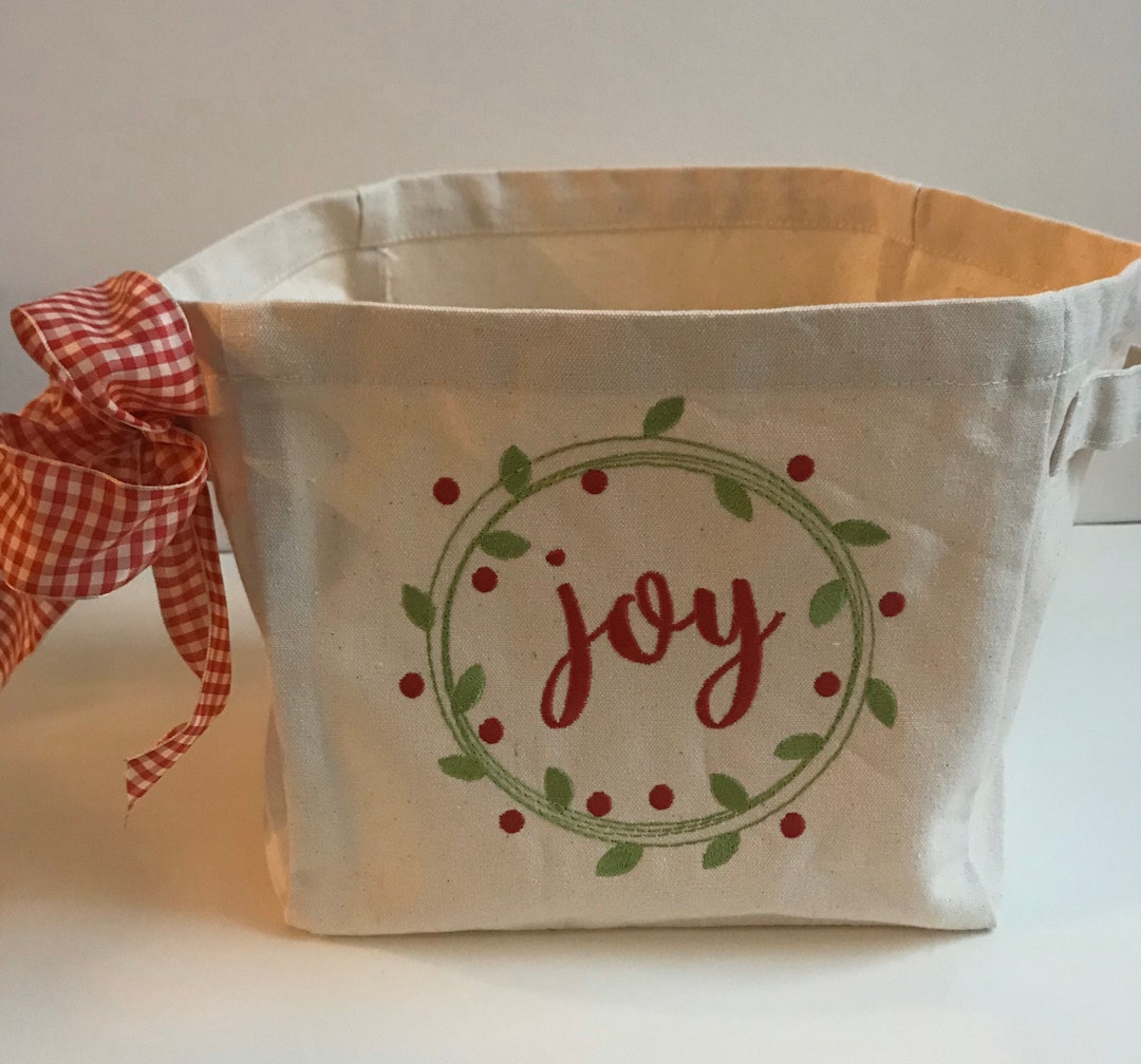 Christmas Basket, Monogram Canvas Gift Basket, Personalized Basket - Etsy