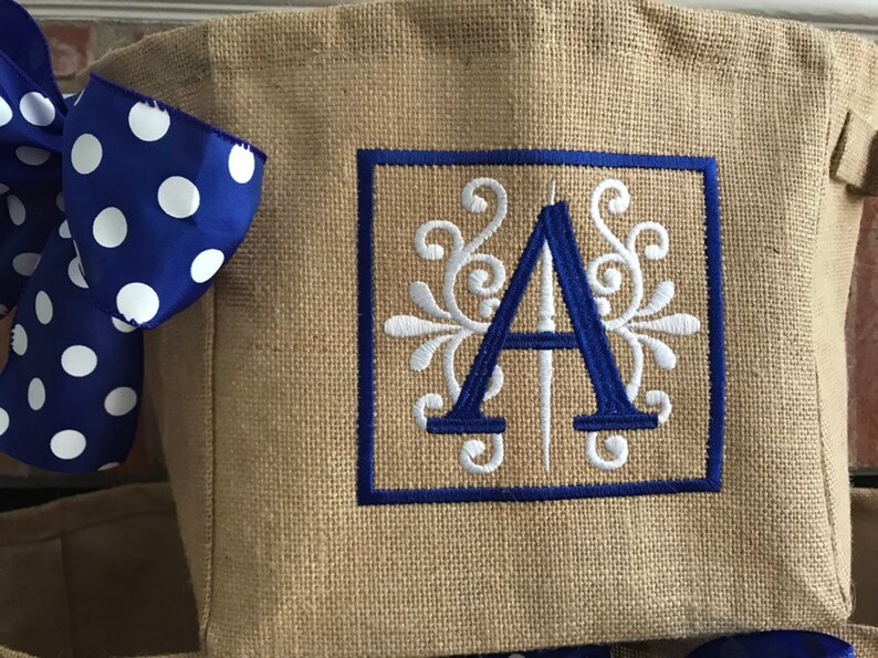 Burlap Basket, Monogram Initial Burlap Gift Basket, Personalized Basket ...