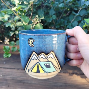 Handmade Ceramic Mug Modern Tent Design Wheel Thrown Hand - Etsy
