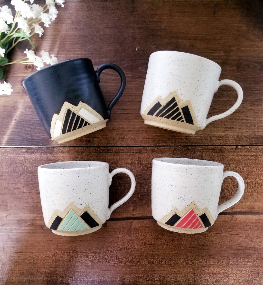 Handmade Ceramic Mug, Modern Mountain Design, Wheel Thrown, Hand ...
