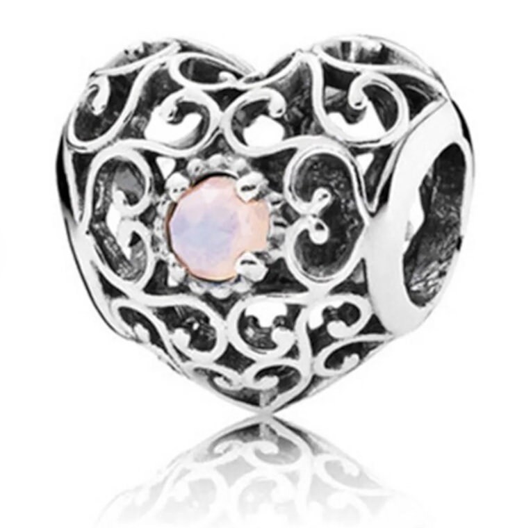 New Pandora Signature Heart Birthstone October Charm - Etsy