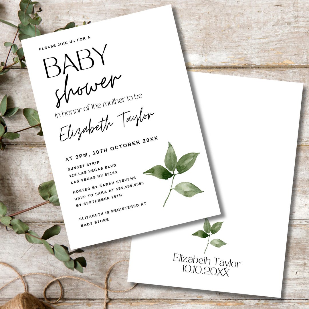 Simple Baby Shower Invitation Template, Canva Editable Invitation ...