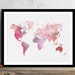 World Map Watercolor Illustration Art Print Large Map Print Map Wall ...