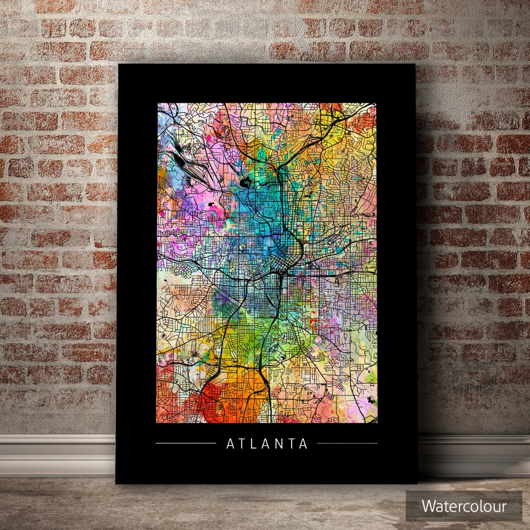 Atlanta Map - City Street Map of Atlanta, Georgia - Art Print ...