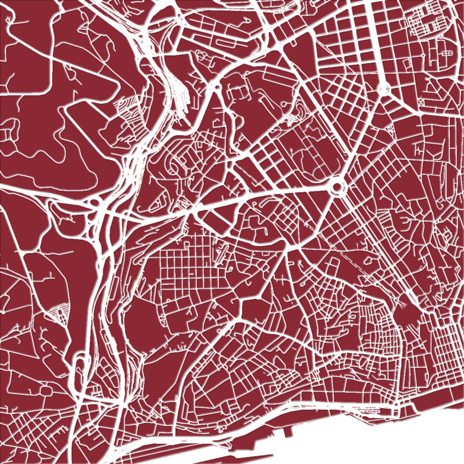Lisbon Map - City Street Map of Lisbon, Portugal - Art Print Watercolor ...