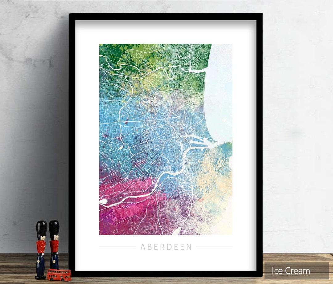 Aberdeen Map - City Street Map of Aberdeen Scotland - Art Print ...