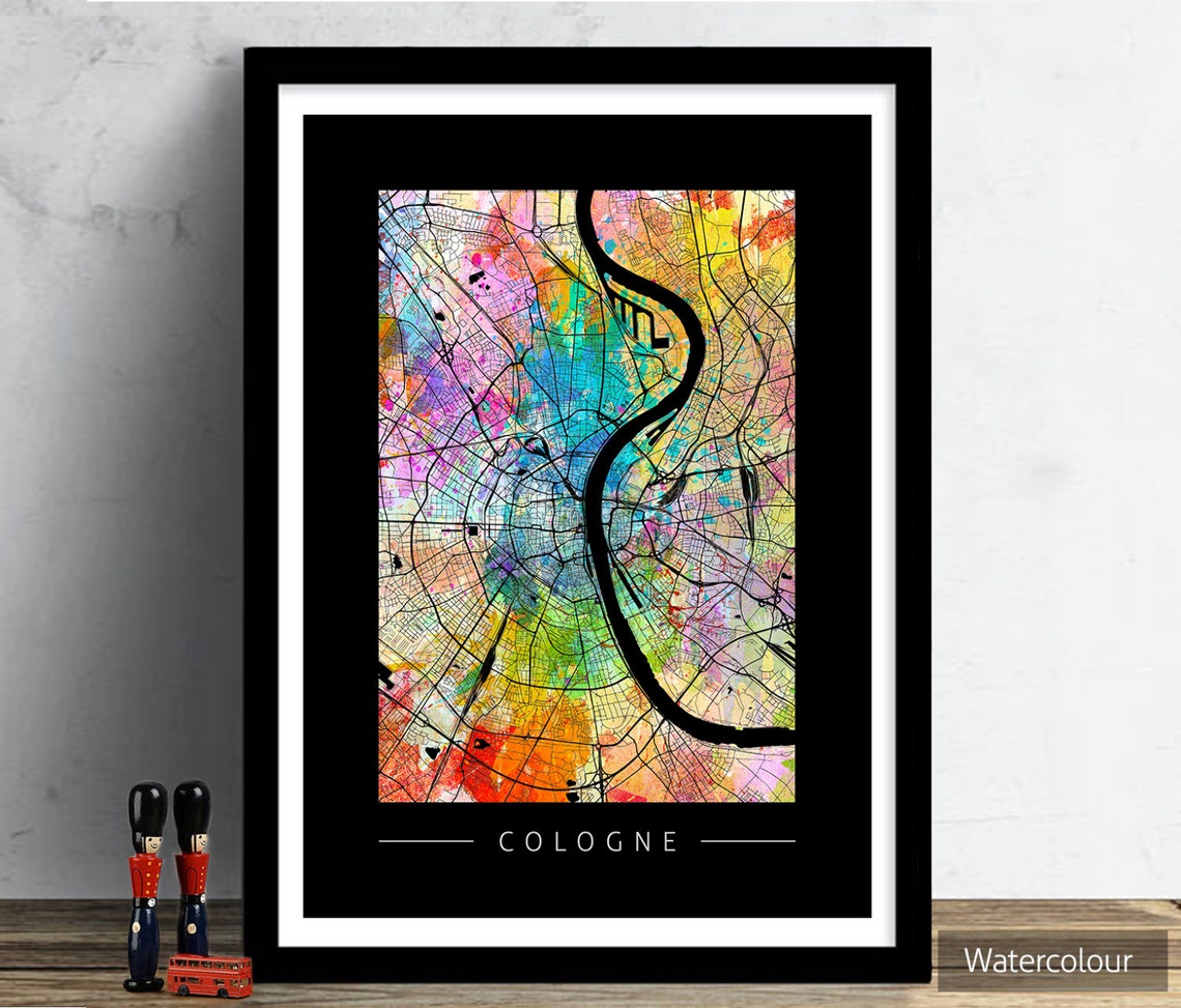 Cologne Map City Street Map of Cologne Germany Art Print | Etsy