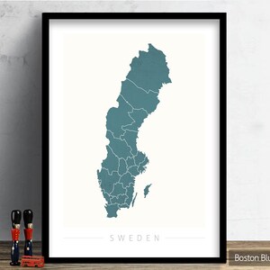 Sweden Map - Country Map of Sweden - Art Print Watercolor Illustration ...