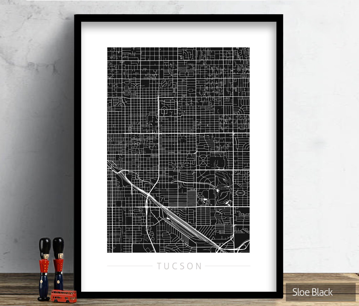 Tucson Map - City Street Map of Tucson, Arizona - Art Print Watercolor ...