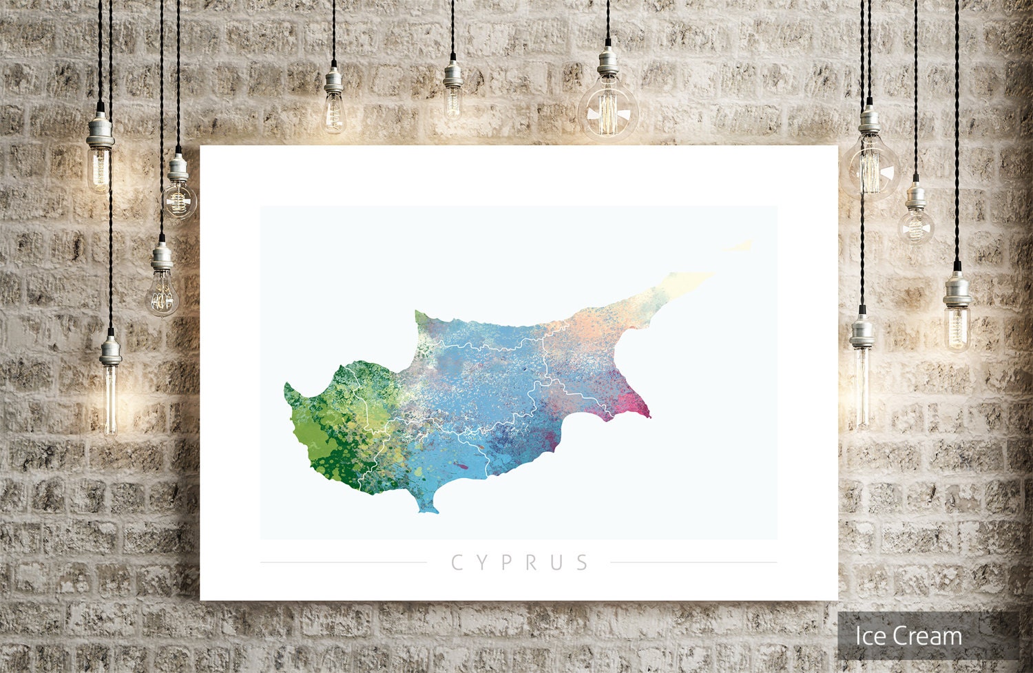 Cyprus Map Country Map of Cyprus Art Print Watercolor - Etsy