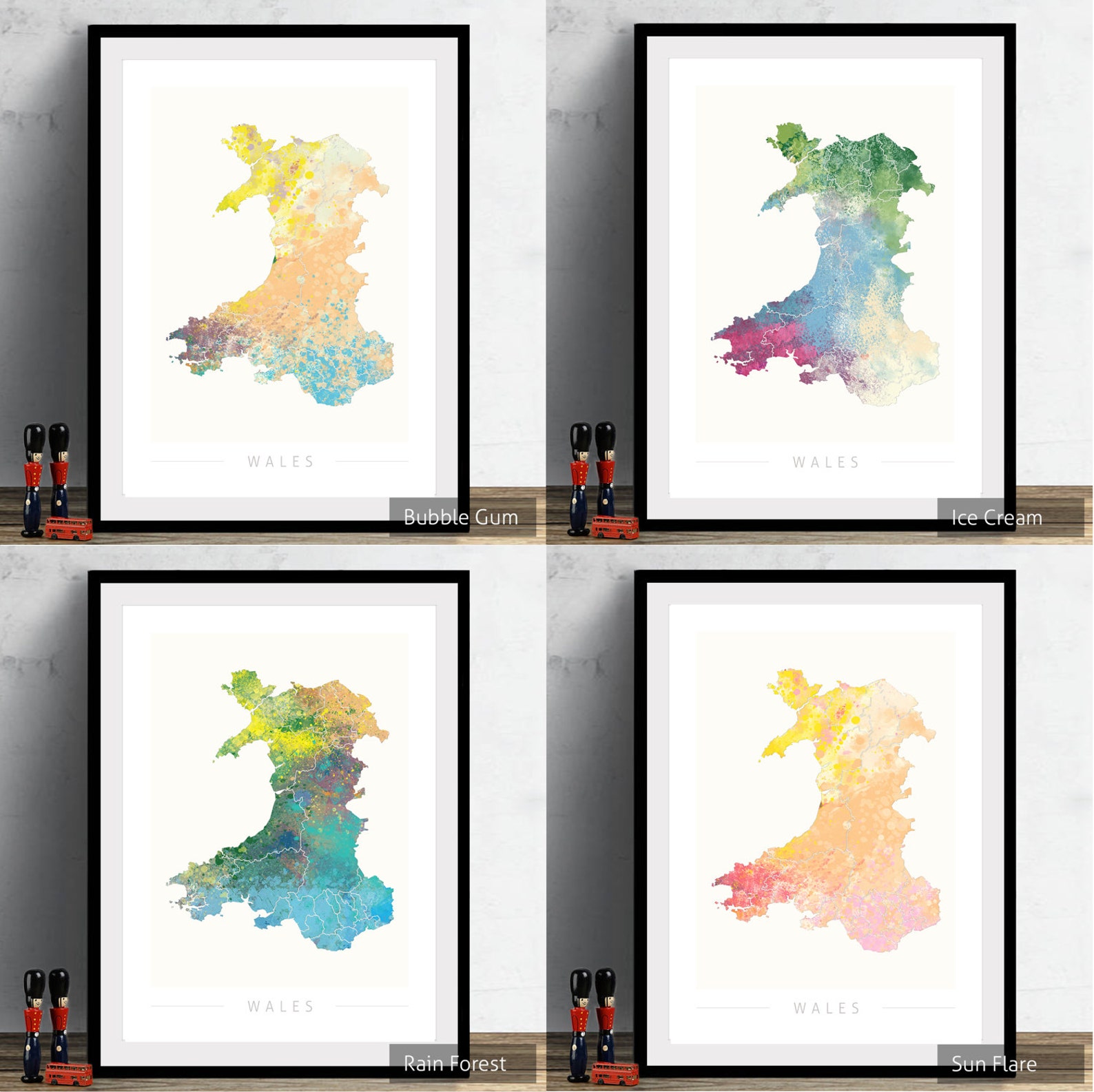 Wales Map Country Map of Wales Art Print Watercolor | Etsy