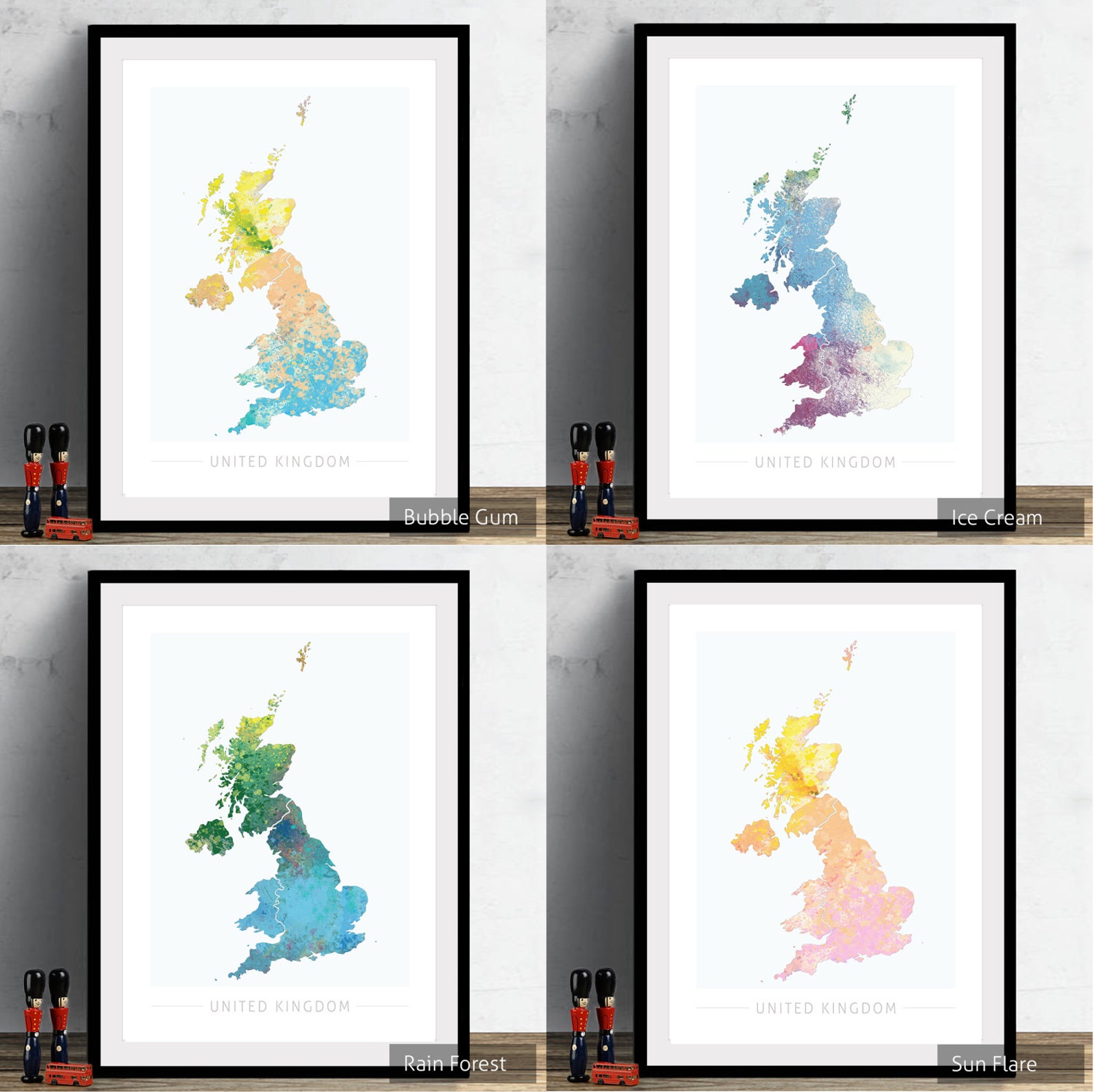 United Kingdom Map Country Map of United Kingdom Art Print | Etsy