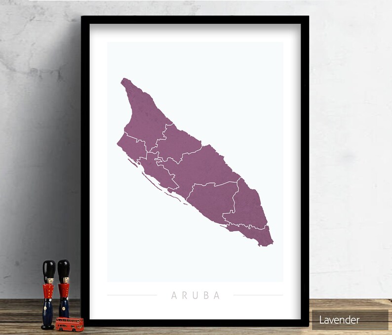 Aruba Map - Country Map of Aruba - Art Print Watercolor Illustration ...