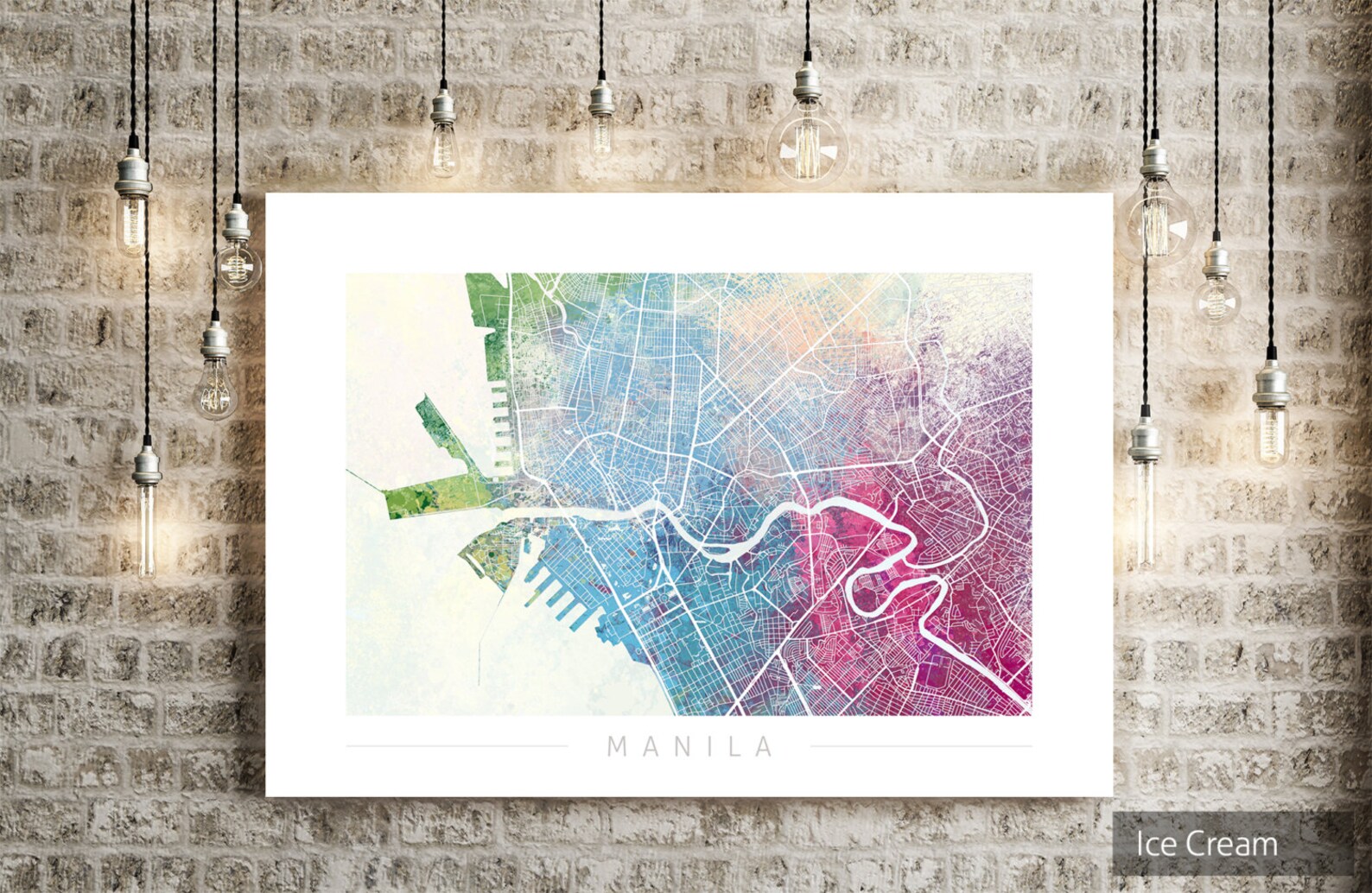 Manila Map City Street Map of Manila Philippines Art | Etsy