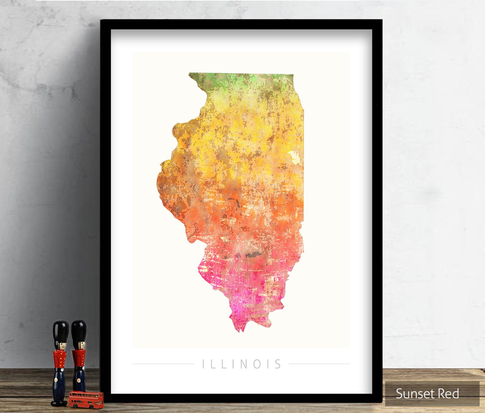 Illinois Map State Map of Illinois Art Print Watercolor | Etsy