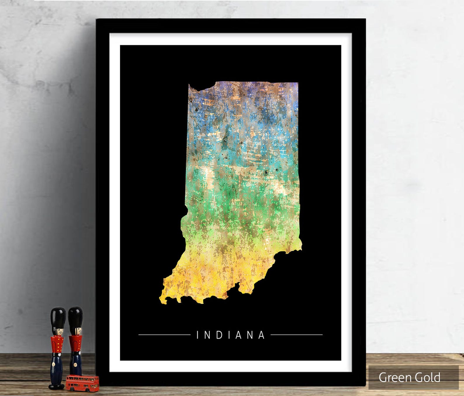 Indiana Map State Map of Indiana Art Print Watercolor - Etsy