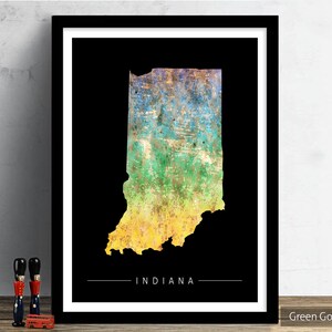 Indiana Map State Map of Indiana Art Print Watercolor - Etsy