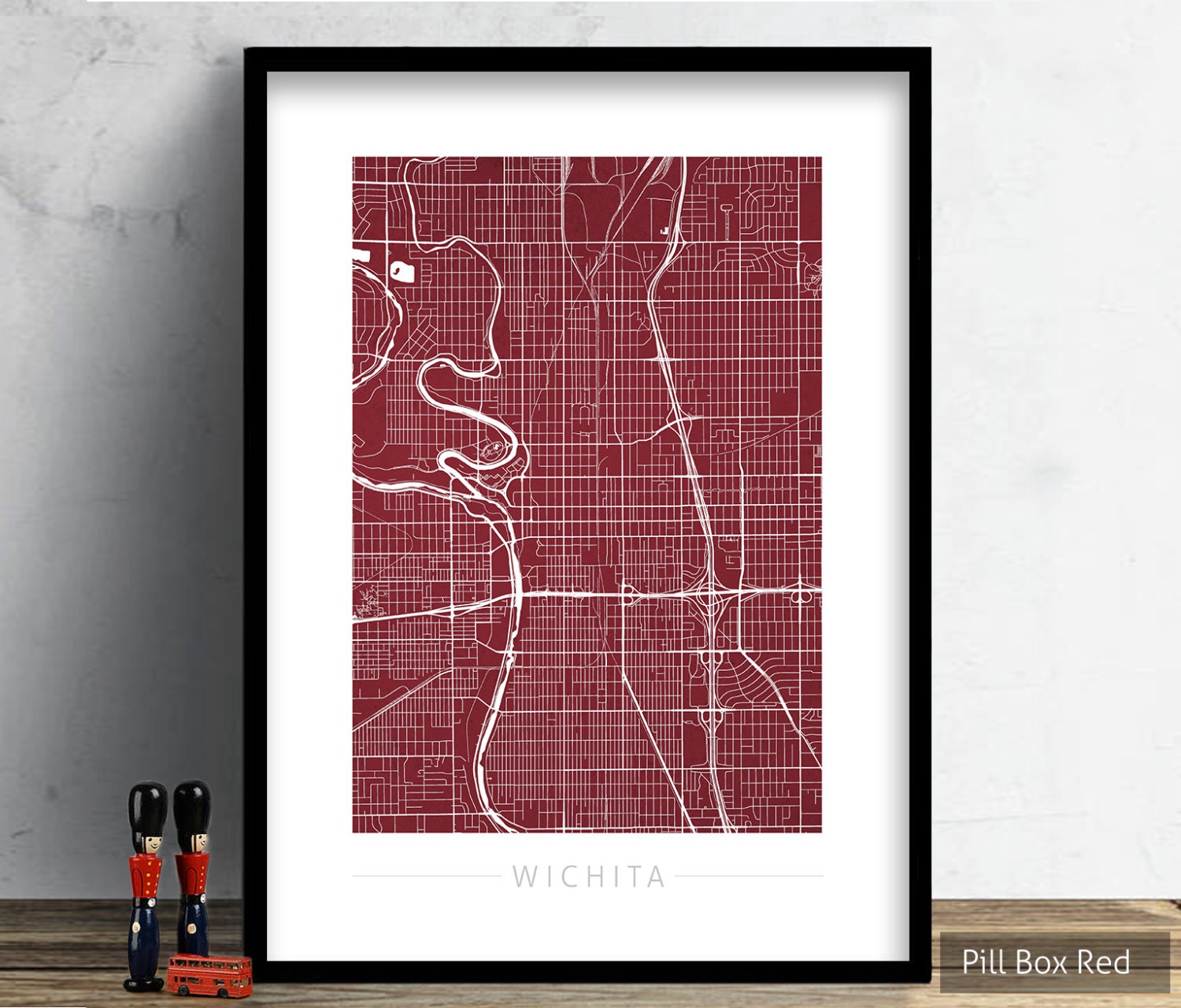 Wichita Map City Street Map of Wichita Kansas Art Print | Etsy