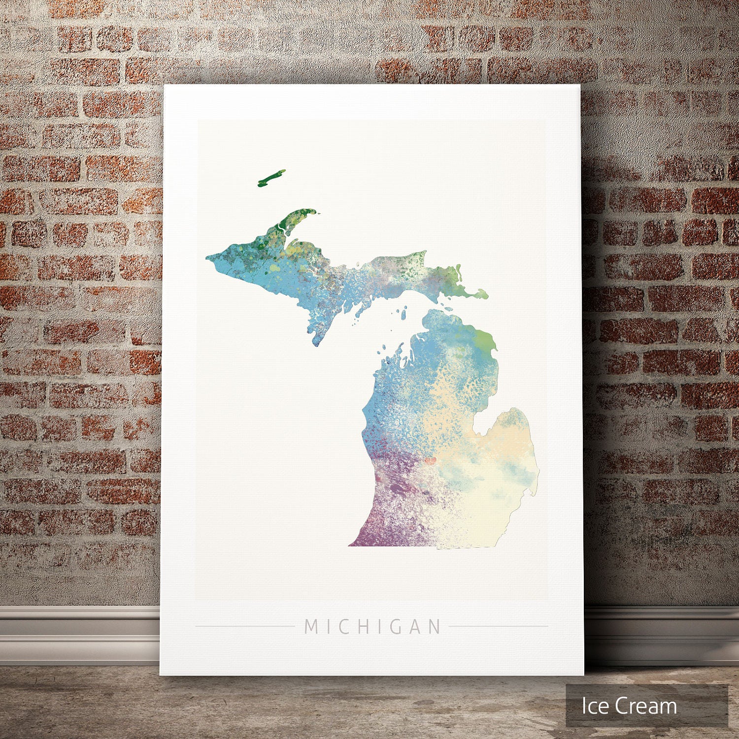 Michigan Map State Map of Michigan Art Print Watercolor | Etsy