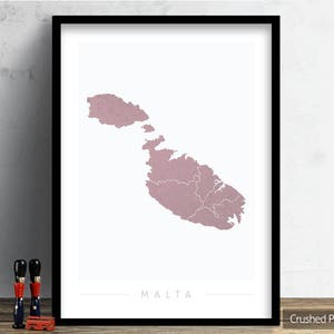 Malta Map - Island Map of Malta - Art Print Watercolor Illustration ...
