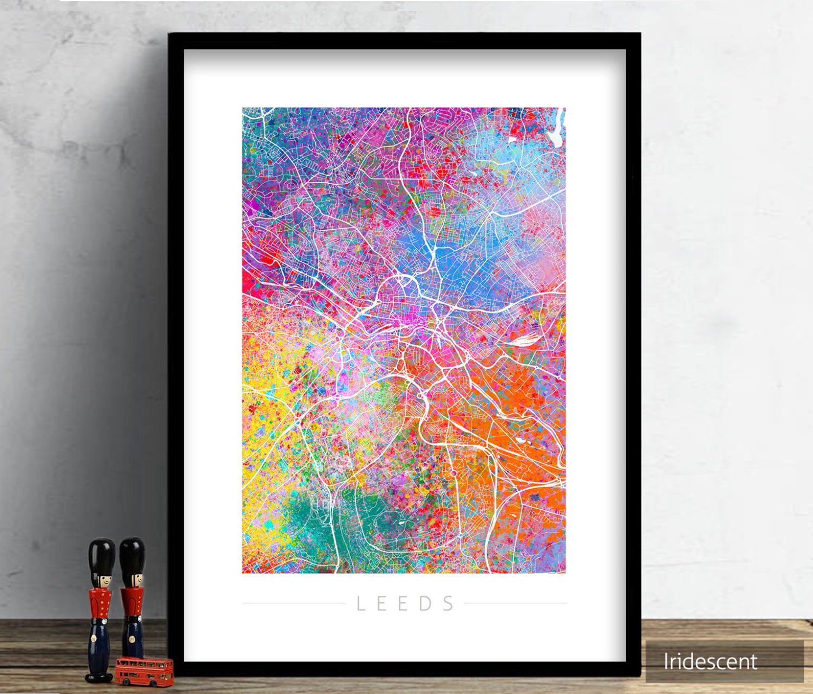Leeds Map - City Street Map of Leeds, England - Art Print Watercolor ...