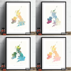Britain & Ireland UK Map - Country Map of British Isles - Art Print ...