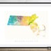 Massachusetts Map State Map of Massachusetts Art Print Watercolor ...