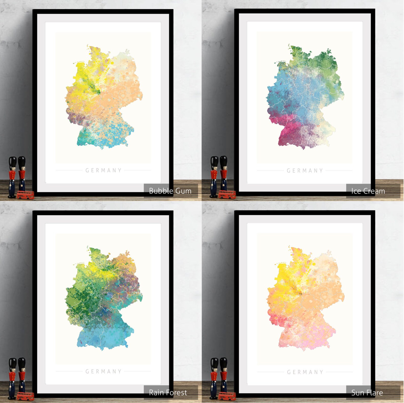 Germany Map - Country Map of Germany - Art Print Watercolor ...