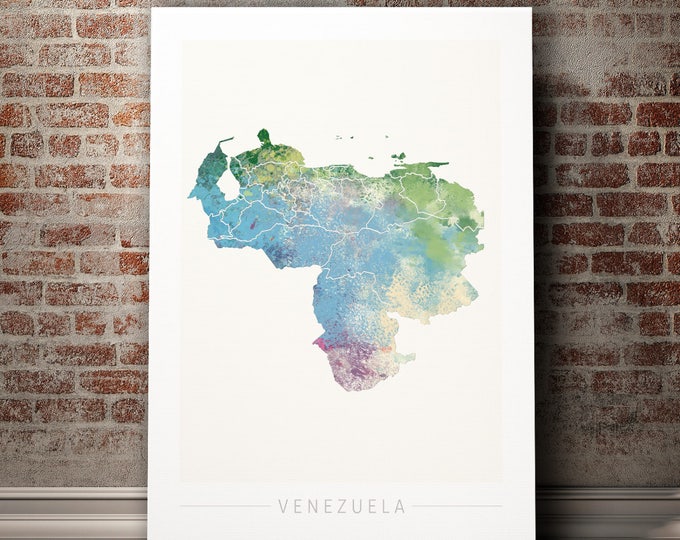 Venezuela Watercolor Map, Art Print (1327) - Etsy Canada