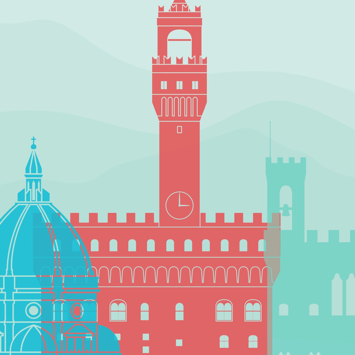 Florence Skyline Print Watercolor Print Firenze Italy Wall - Etsy