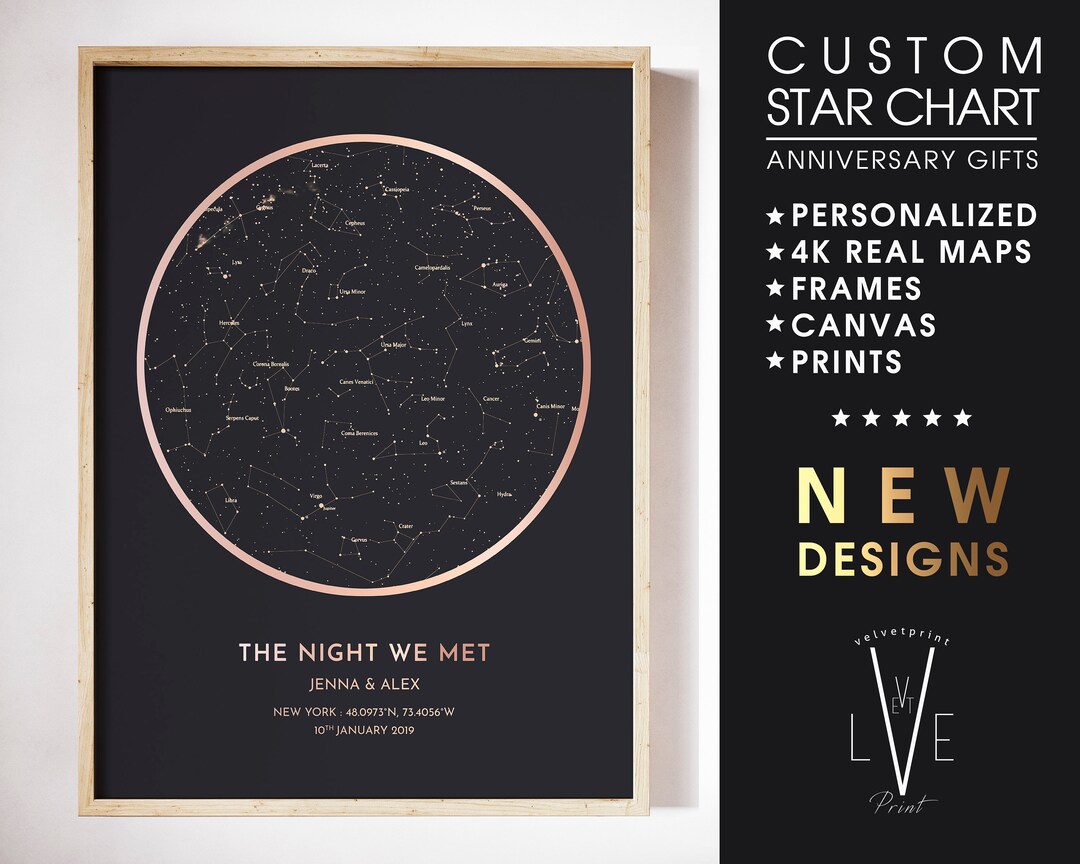 Star Chart, Custom Star Map Personalised Anniversary Gift, Engagement ...