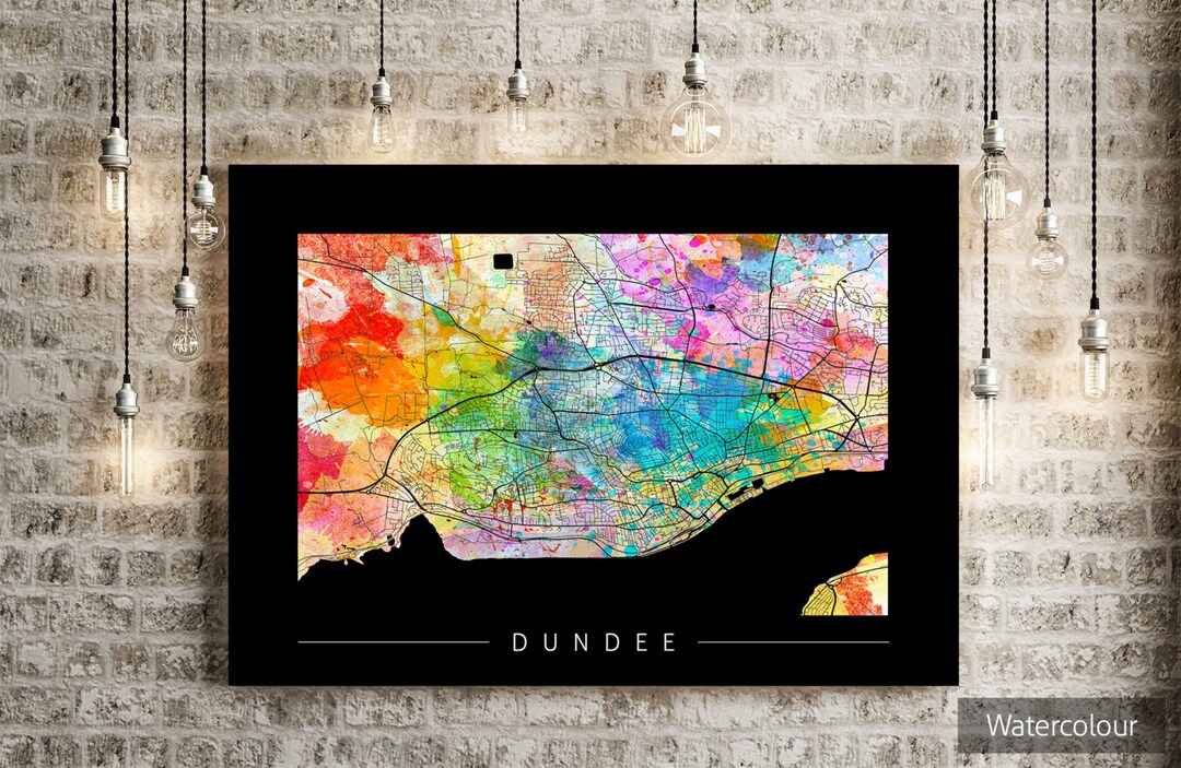 Dundee Map - City Street Map of Dundee, Scotland - Art Print Watercolor ...