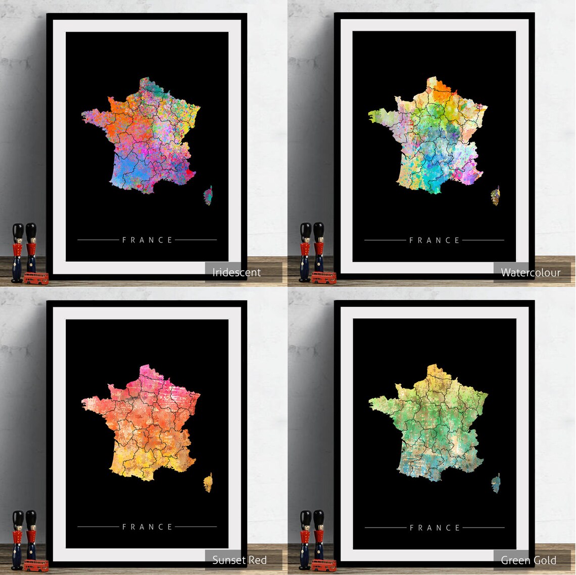 France Map Country Map of France Art Print Watercolor - Etsy