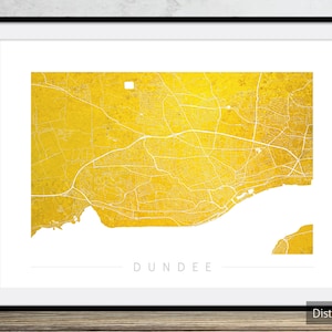 Dundee Map - City Street Map of Dundee Scotland - Art Print Watercolor ...