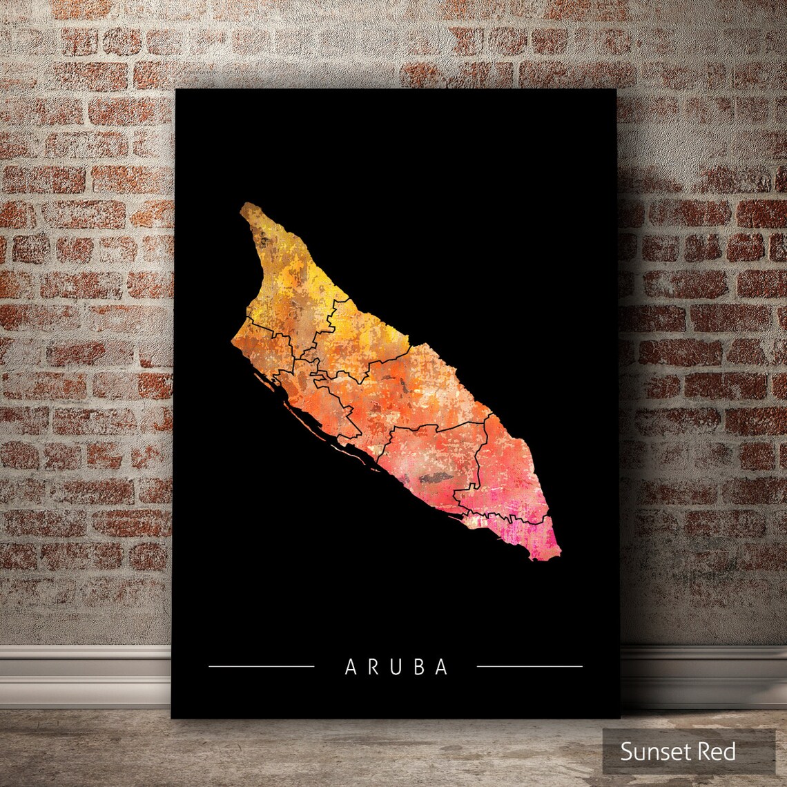Aruba Map Country Map of Aruba Art Print Watercolor - Etsy