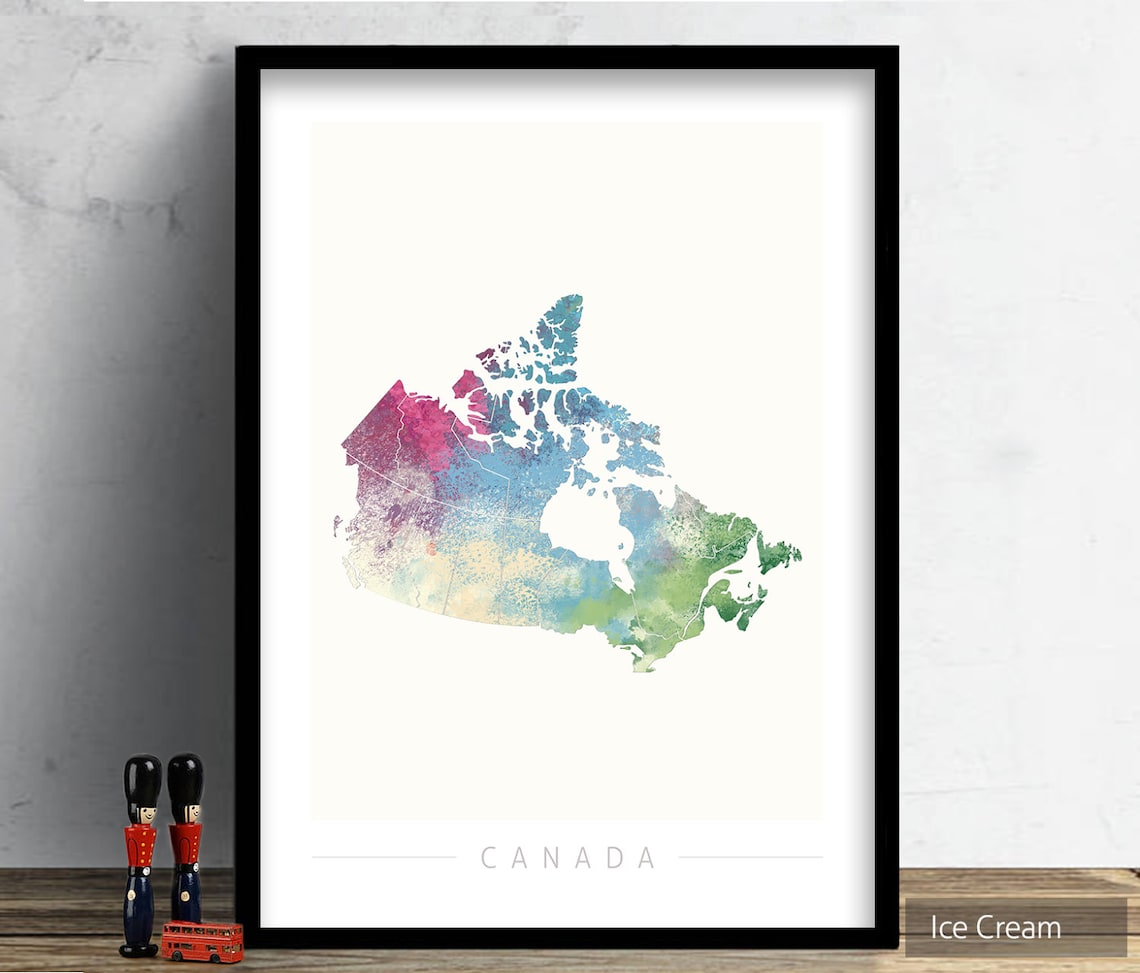 Canada Map Country Map of Canada Art Print Watercolor - Etsy