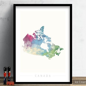 Canada Map - Country Map of Canada - Art Print Watercolor Illustration ...