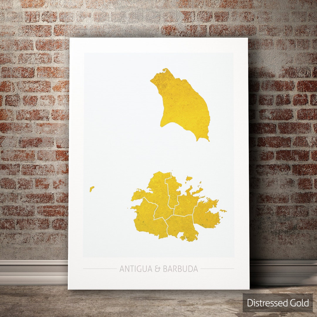 Mapa de Antigua y Barbuda Mapa del país de Antigua y Barbuda Impresión ...