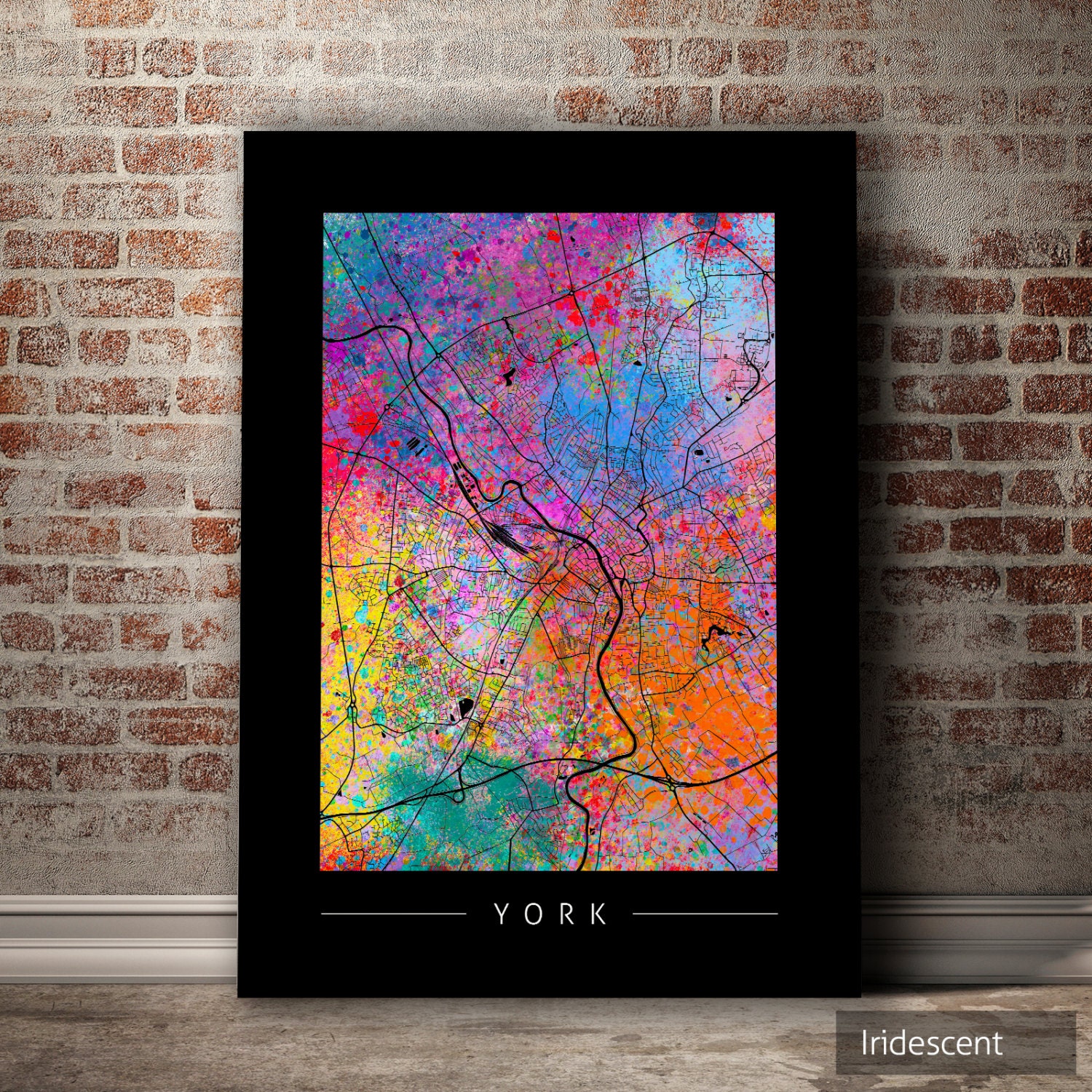 York Map - City Street Map of York, England - Art Print Watercolor ...