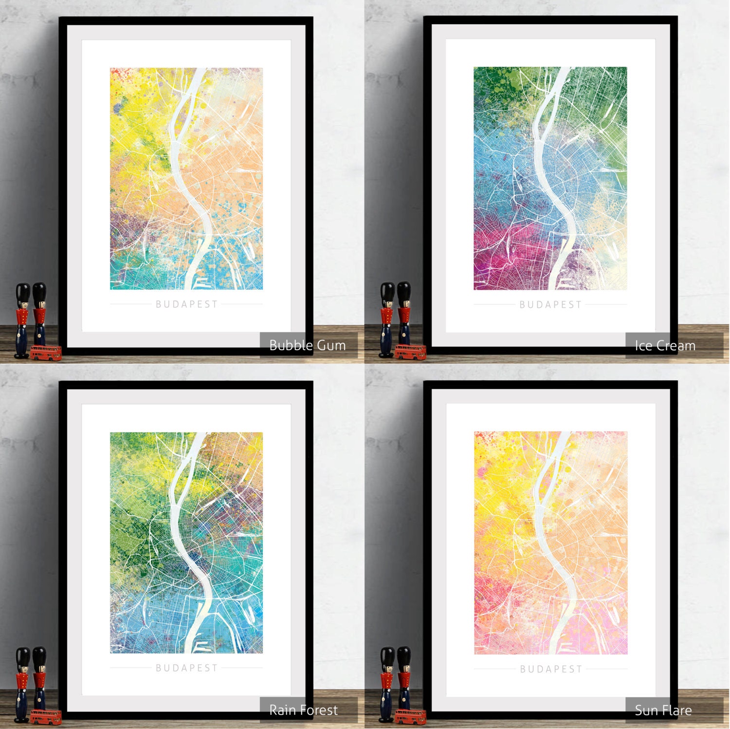 Budapest Map City Street Map of Budapest Hungary Art Print | Etsy