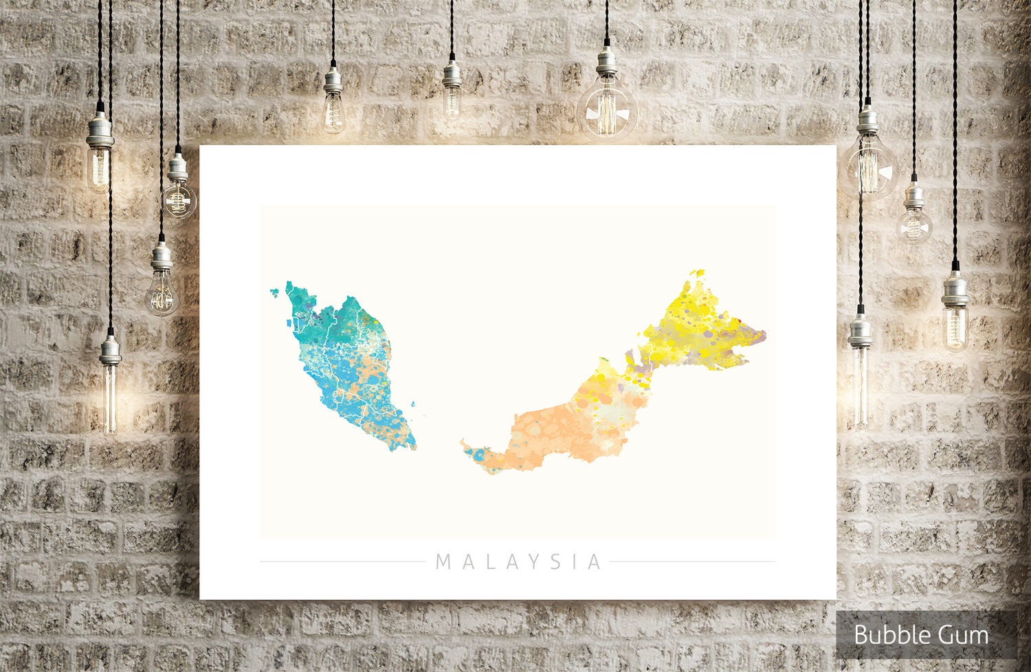 Malaysia Map Country Map of Malaysia Art Print Watercolor | Etsy
