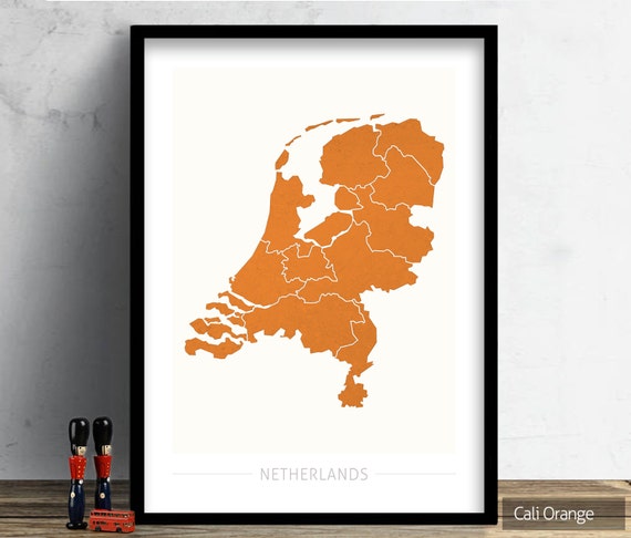 Netherlands Holland Map Country Map of Netherlands Art | Etsy