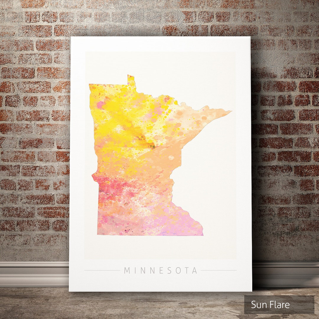 Minnesota Map State Map of Minnesota Art Print Watercolor - Etsy